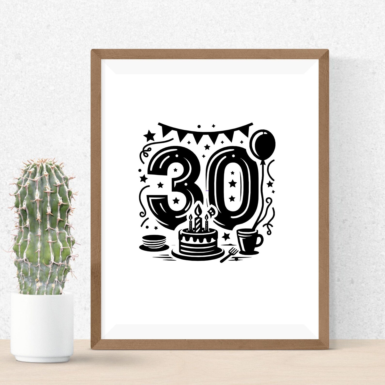 Number 30 SVG Bundle, 30th Birthday Clipart, Hand Drawn Thirty Themed ...