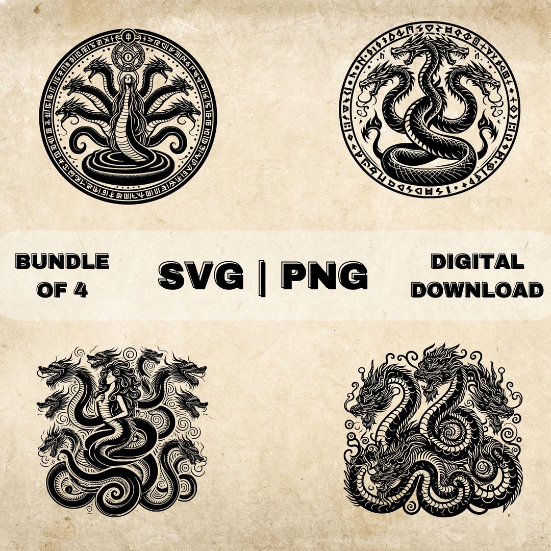 Tiamat SVG Bundle, Dragon Goddess Clipart, Hand Drawn Babylonian Theme ...