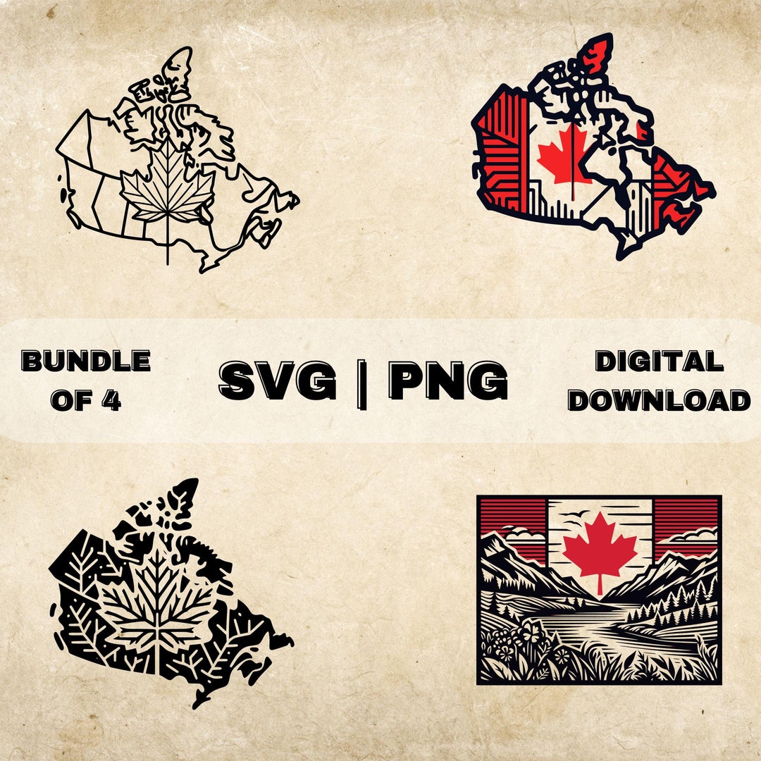 Canada SVG Bundle, Canadian Maple Leaf Clipart, Canda Landscape Map ...