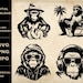 Monkey SVG Bundle, PNG, Funny Monkey Clipart, Hand Drawn Cool Monkey ...