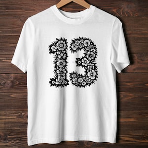 Number 13 SVG Bundle, 13th Birthday Clipart, Hand Drawn Thirteen Themed ...