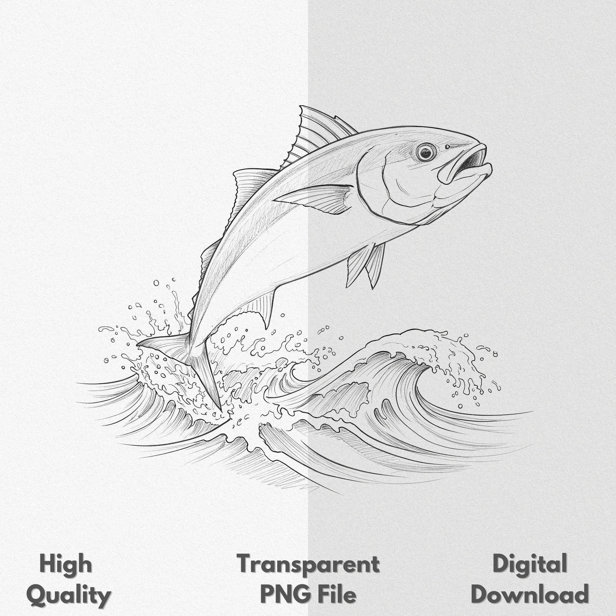 Amberjack Fish PNG Sketch Art for T Shirt Design Digital Download - Etsy