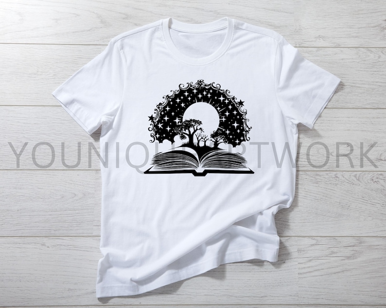 Celestial Book SVG Bundle, PNG, Fantasy Bookworm Clipart, Hand Drawn ...