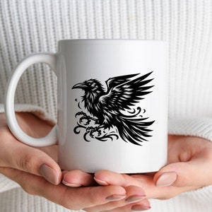 Raven SVG Bundle, Ravens Clipart, Hand Drawn Dark Theme Vector ...