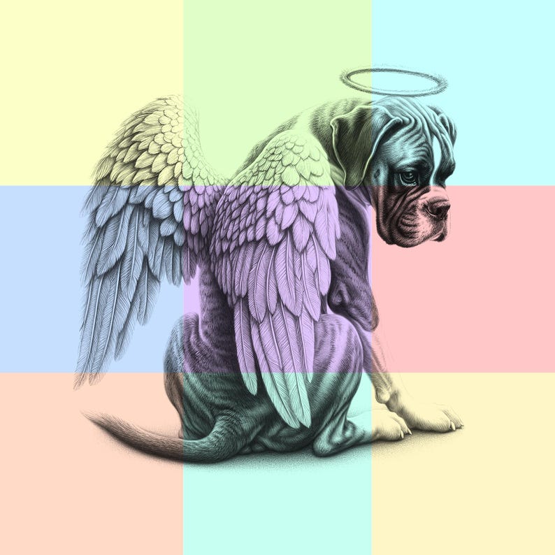 Boxer Dog Memorial Angel With Wings PNG Sublimation File for Shirt ...