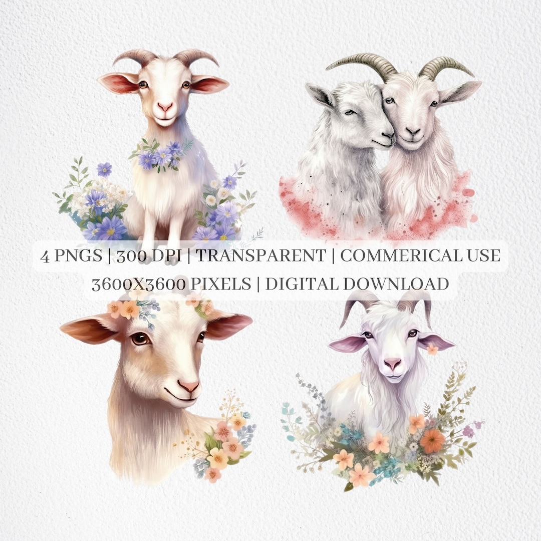 Cute Goat Clipart, Goat PNG Files for Sublimation, Goats Clip Art, Goat ...