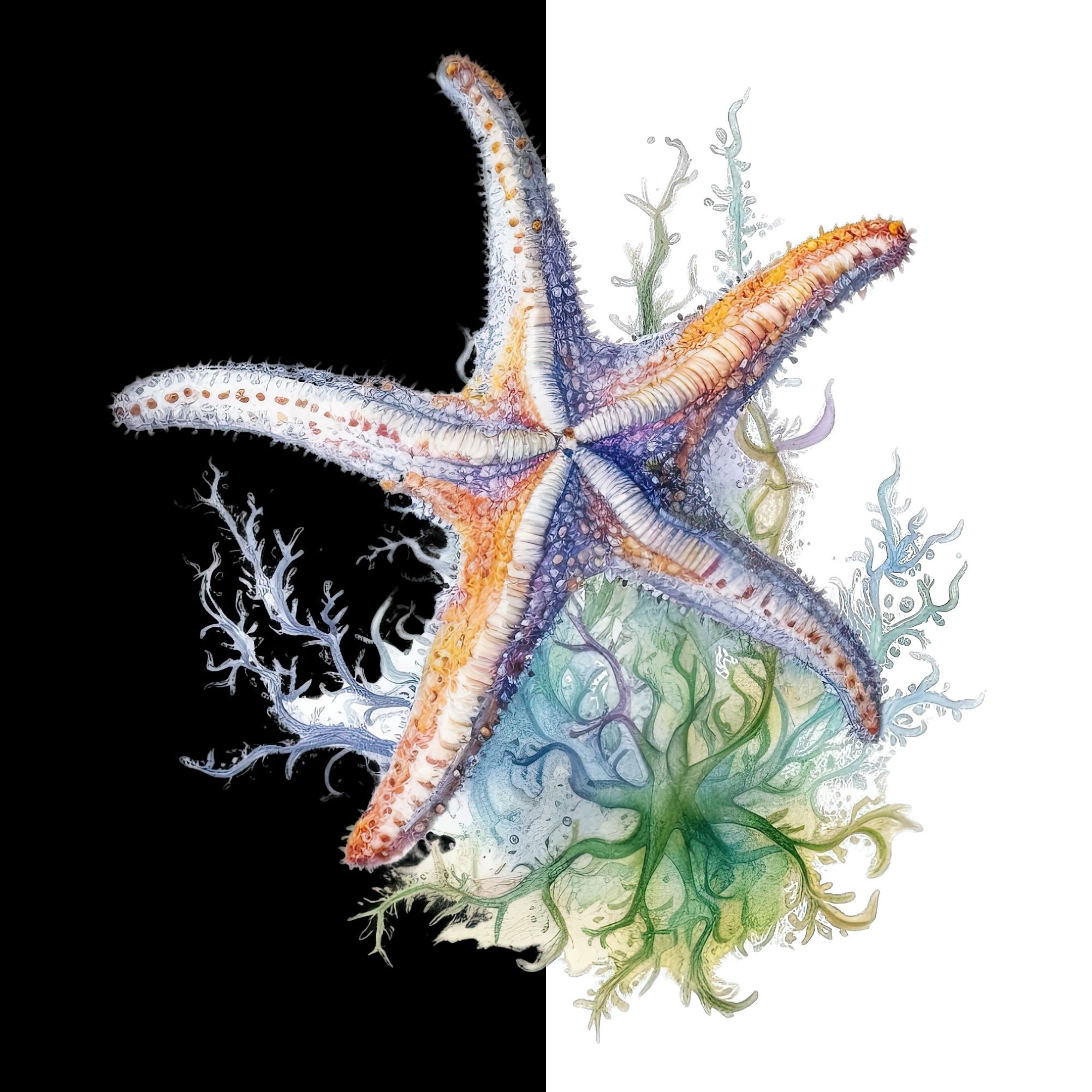 Starfish Clipart, Watercolor Ocean PNG Files for Sublimation, Nautical ...