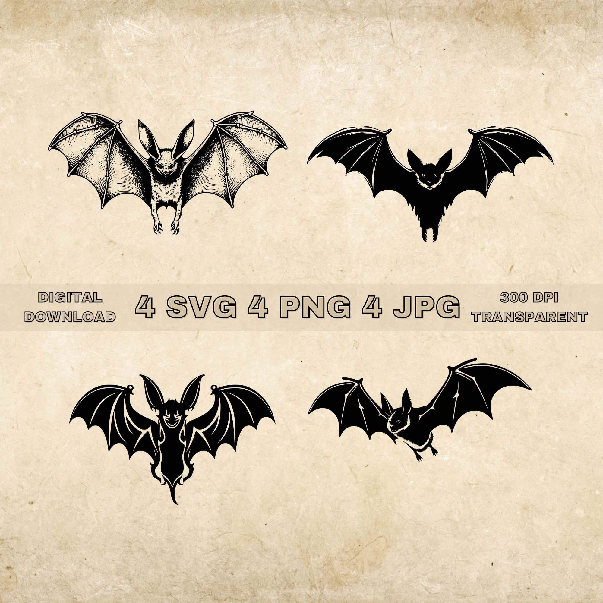 Bat SVG Bundle PNG Bat Clipart Hand Drawn Bats Vector - Etsy