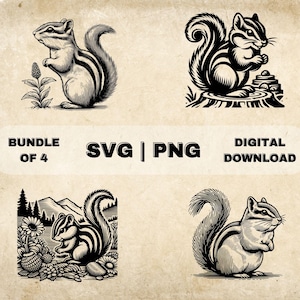 Chipmunk SVG Bundle, Chipmunk Clipart, Hand Drawn Rodent Lover Theme ...