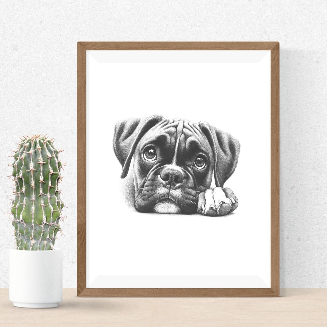 Boxer Dog Peeking PNG Sublimation File for Shirt & Mug Sketch Drawing ...