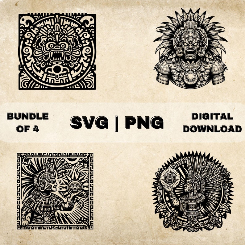 Bundle SVG Huitzilopochtli, Clipart Dieu aztèque, Art mésoaméricain ...