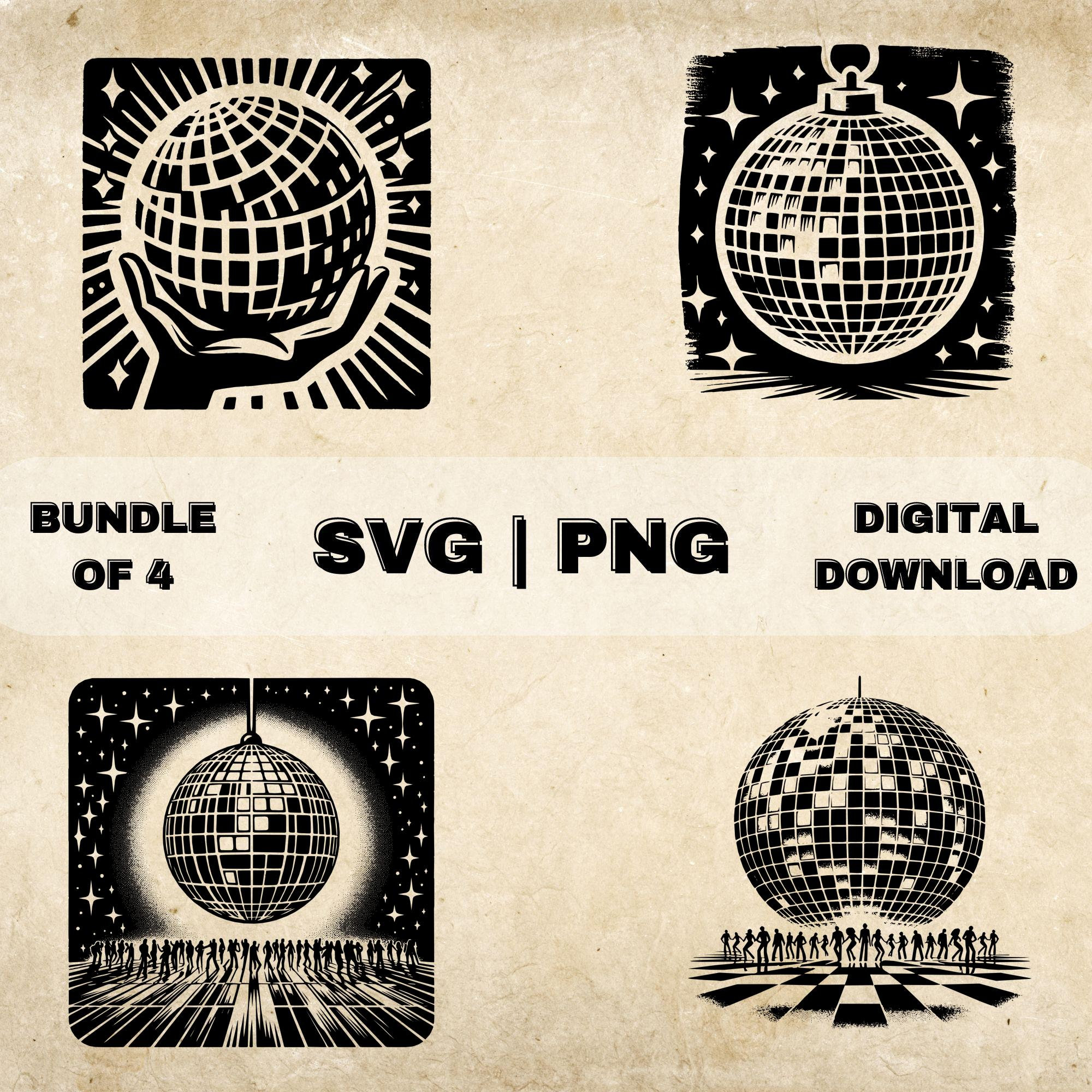 Disco Ball SVG Bundle, Mirror Ball Clipart, Hand Drawn Dancing Theme ...