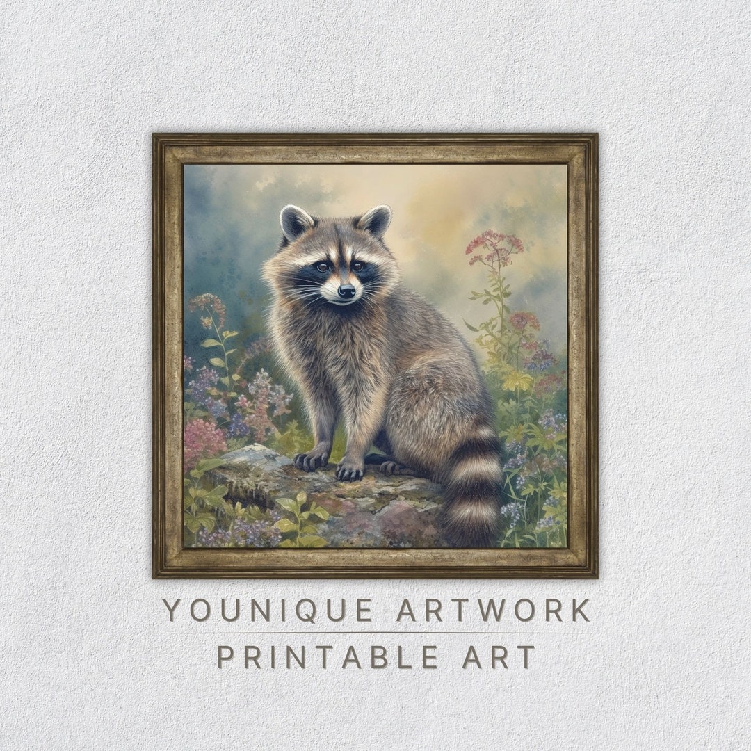 Raccoon Print, Raccoon Watercolor Printable Art, Raccoon Painting ...