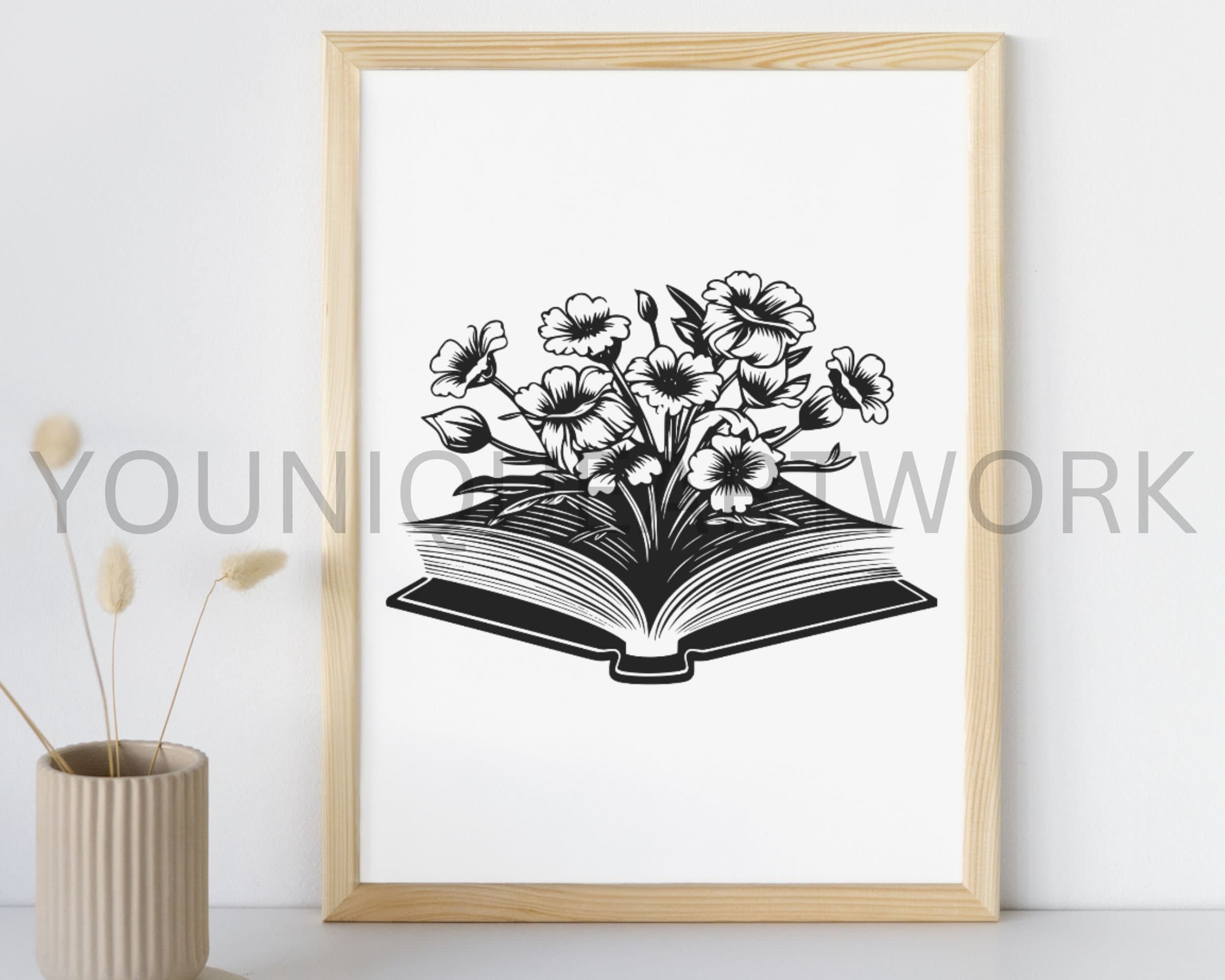 Book SVG Bundle PNG Fantasy Book Clipart Hand Drawn Floral - Etsy