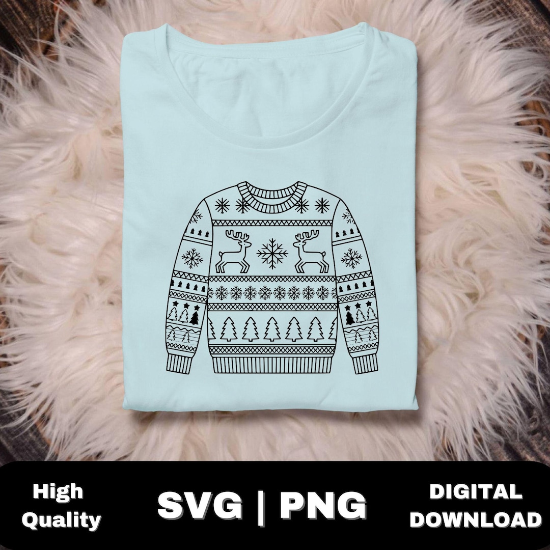 Festive Ugly Sweater Patterns SVG PNG for Christmas Apparel & Winter ...