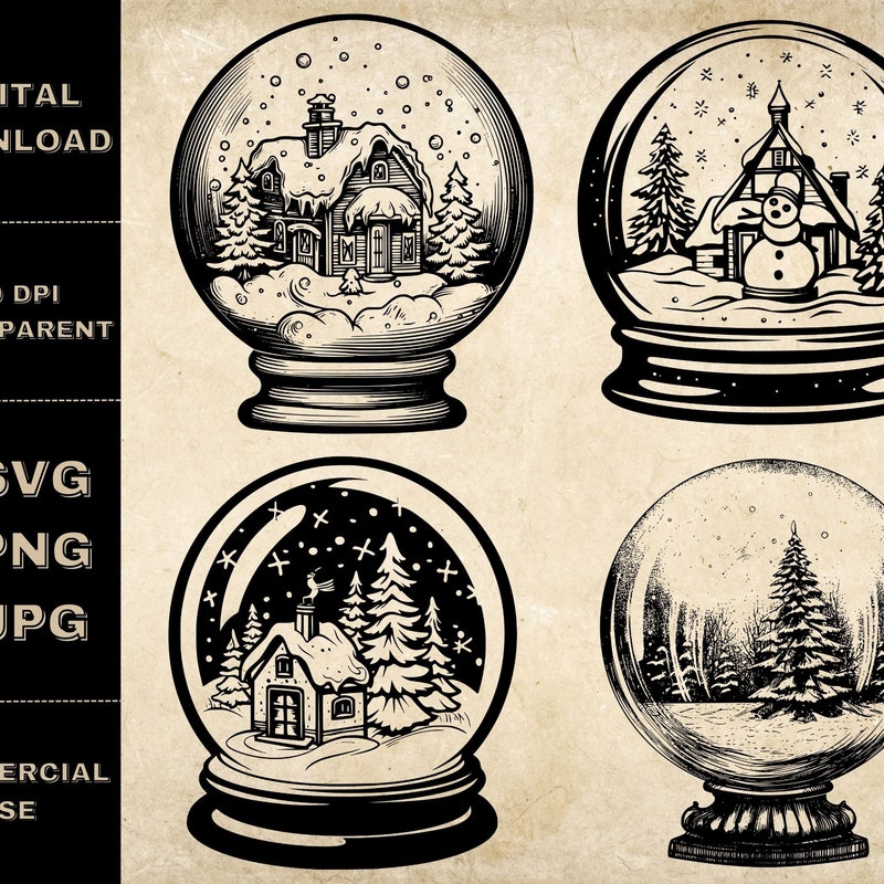 Snow Globes Clipart - Etsy