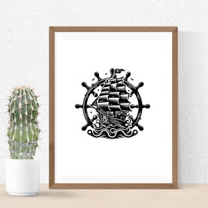 Pirate Ship Wheel SVG Bundle, Pirate Skull Clipart, Hand Drawn Pirates ...