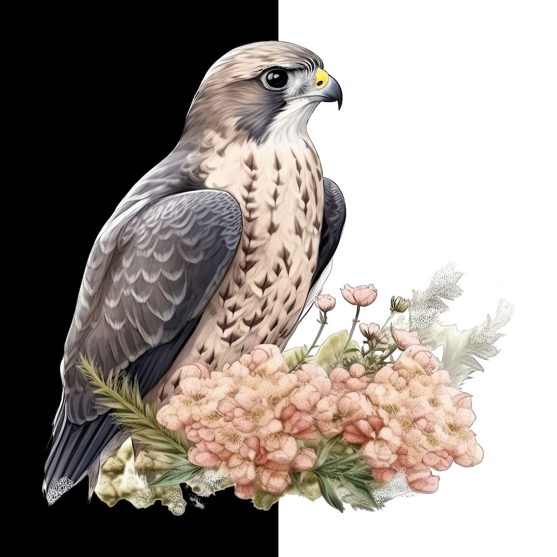 Floral Falcon Clipart, Falcon PNG Files for Sublimation, Falcons Clip ...