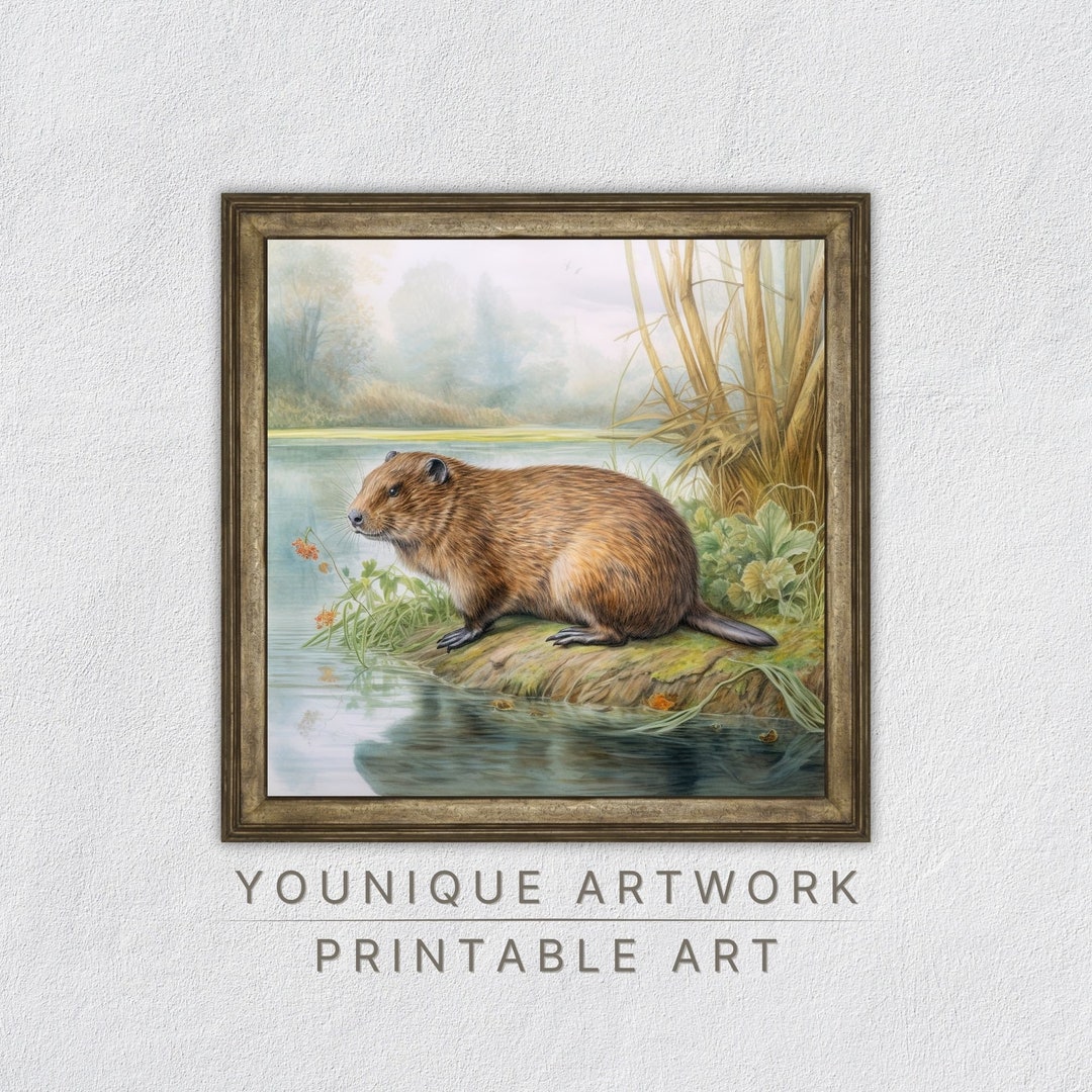 Beaver Print, Beaver Printable Wall Art, Beaver Nursery Decor, Beaver ...