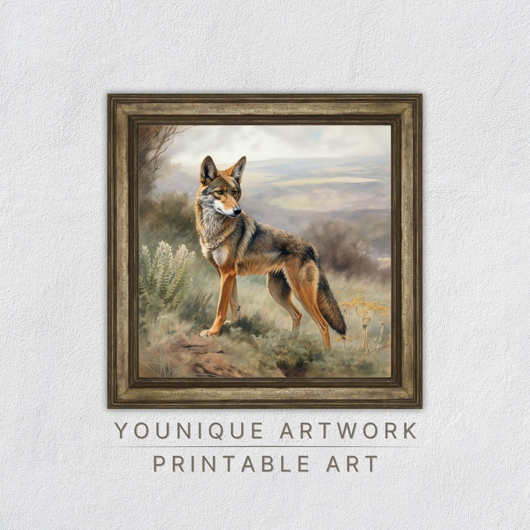 Coyote Print, Printable Wall Art, Wild Animal Nursery Decor, Coyote ...