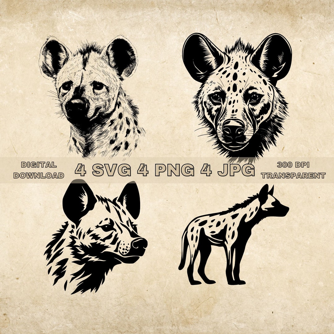 Hyena SVG Bundle, PNG, Hyena Clipart, Hand Drawn Hyenas Vector ...