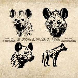 Hyena SVG Bundle, PNG, Hyena Clipart, Hand Drawn Hyenas Vector ...