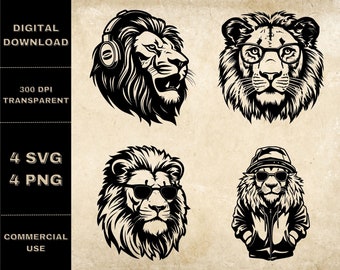 Lion With Sunglasses Svg, Lion Head Svg, Lion Glasses. Vector Cut File ...