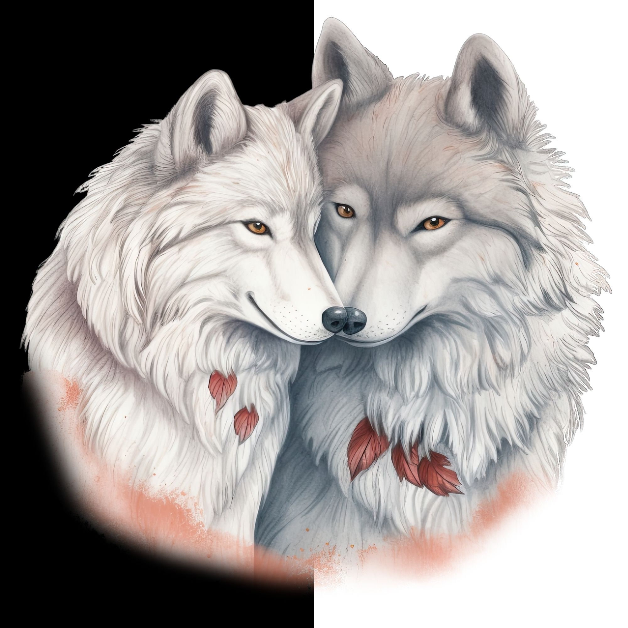 Floral Wolf Clipart, Wolves PNG Files for Sublimation, Wolf and Flowers ...