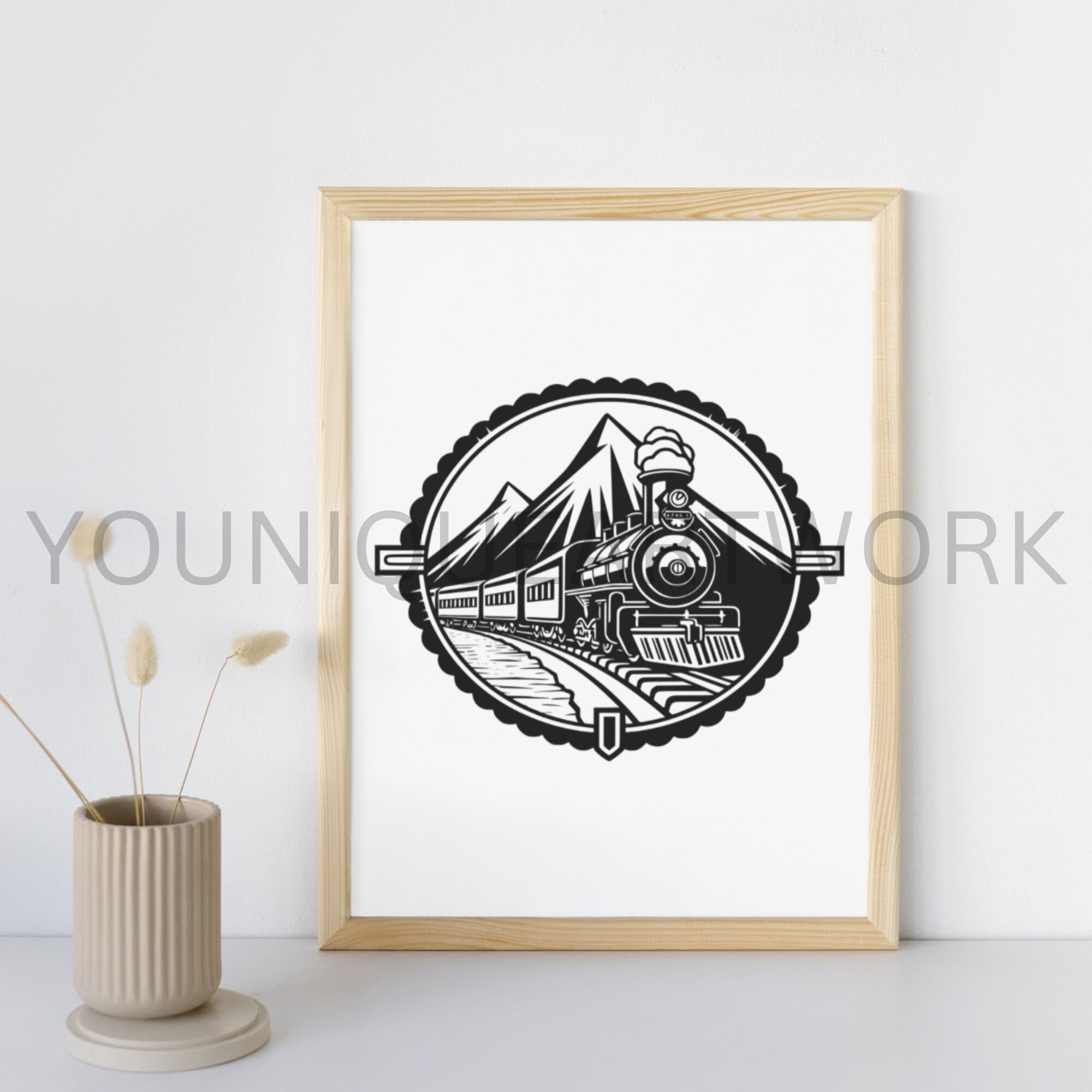 Train SVG Bundle, PNG, Railroad Clipart, Hand Drawn Steam Engine Train ...