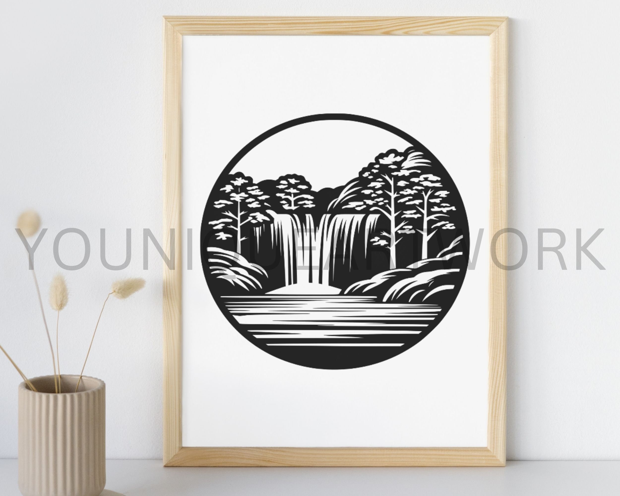 Waterfall SVG Bundle, PNG, Landscape Clipart, Hand Drawn Waterfall ...