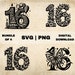 Number 16 SVG Bundle, 16th Birthday Clipart, Hand Drawn Sixteenth ...