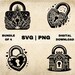 Lock SVG Bundle, Padlock Clipart, Hand Drawn Fantasy Lock and Heart ...