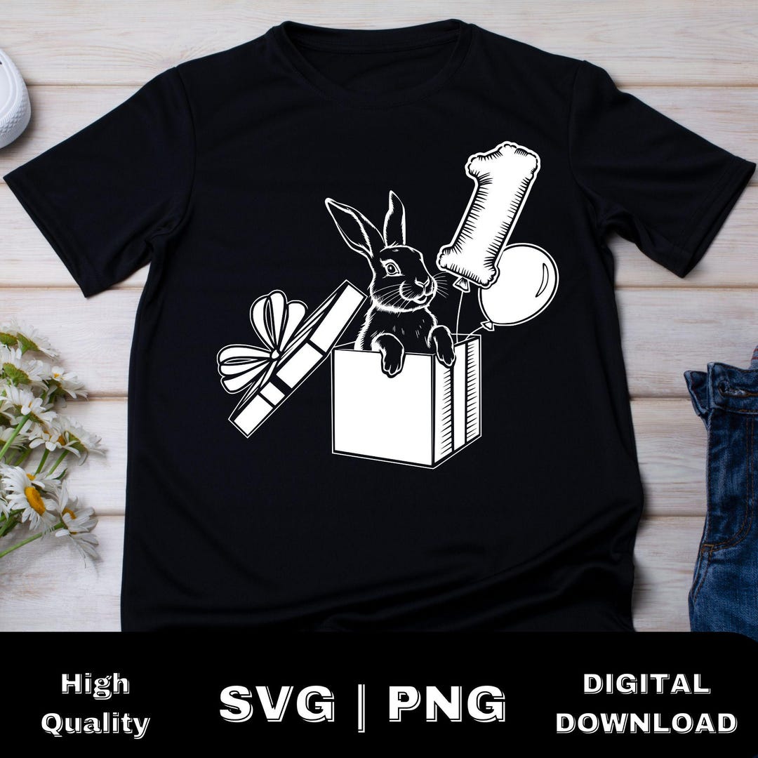 First Birthday Bunny SVG PNG Clipart - Baby's 1st Birthday Gift ...