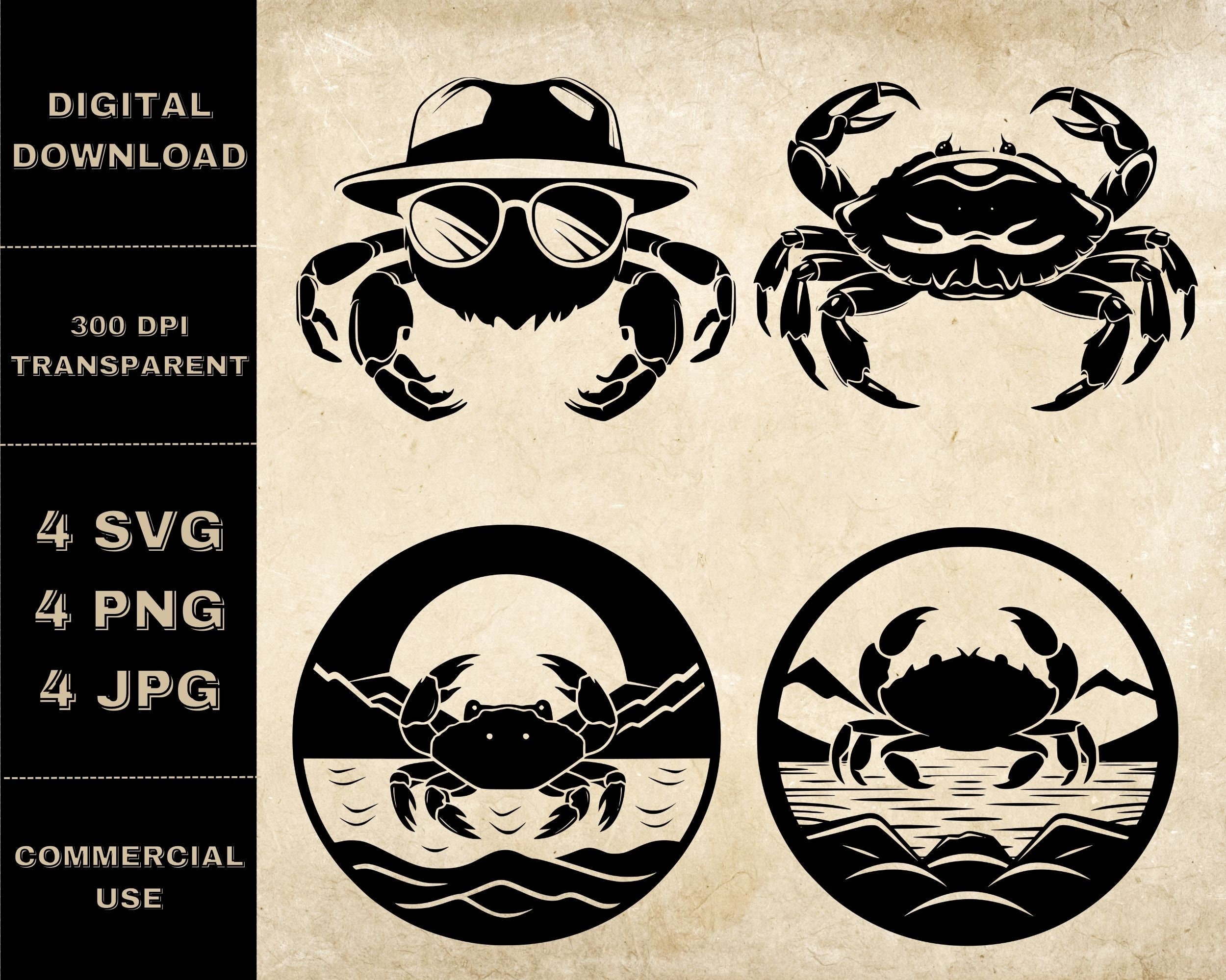 Crab SVG Bundle PNG Crab Clipart Hand Drawn Crab Vector - Etsy