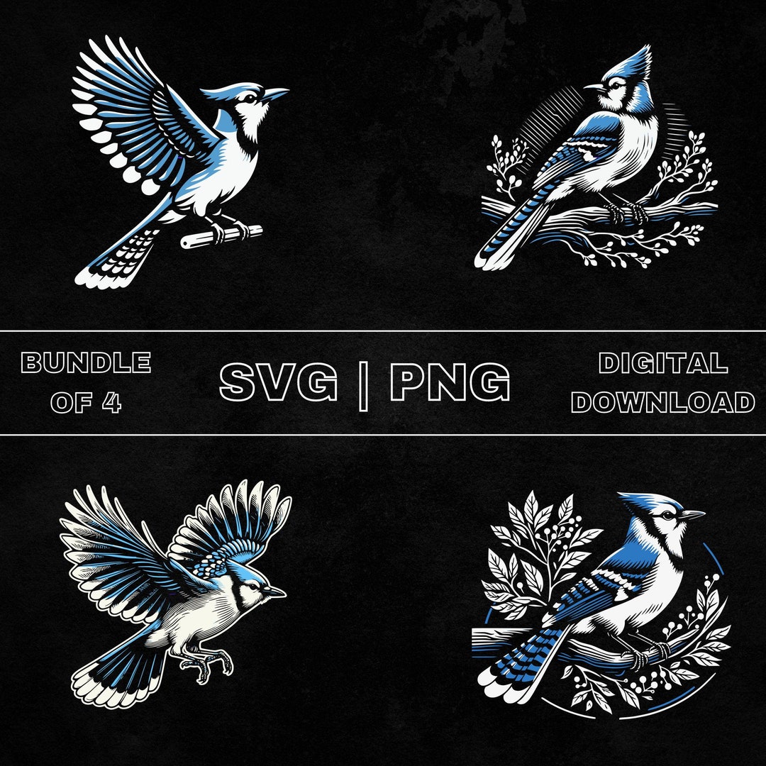 Blue Jay SVG Bundle, Blue Bird Clipart, Hand Drawn Blue Jay Lover Theme ...