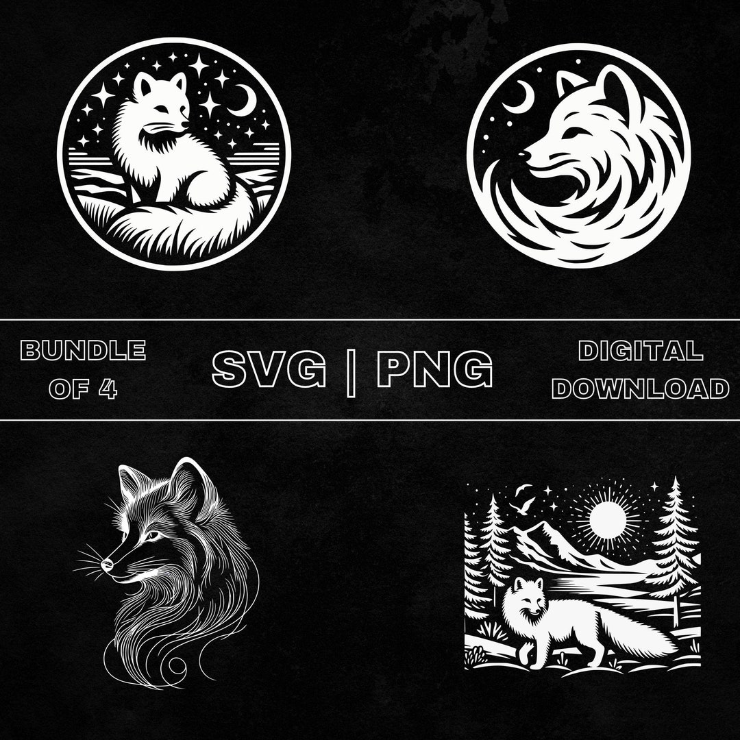 Arctic Fox SVG Bundle, Arctic Fox Clipart, Hand Drawn Arctic Fox Theme ...