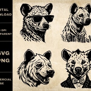 Hyena SVG Bundle, PNG, Hyena Clipart, Hand Drawn Hyenas Vector ...