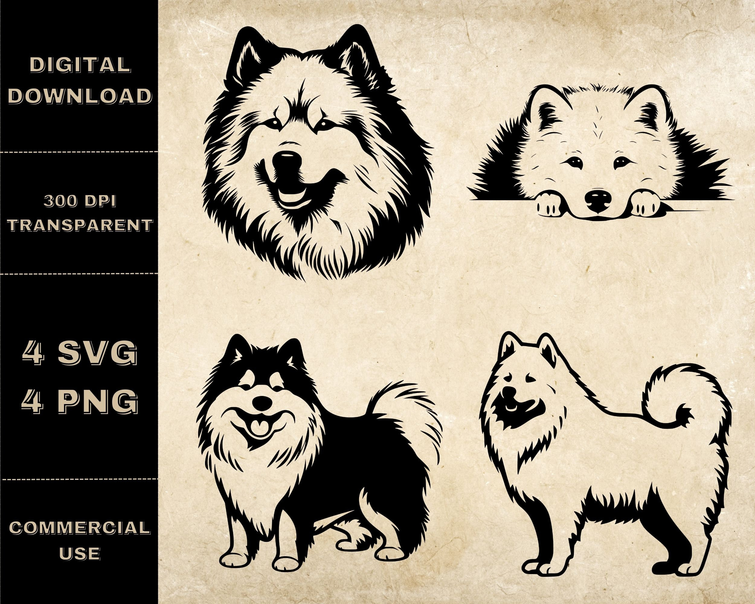 Samoyed SVG Bundle, PNG, Samoyed Clipart, Hand Drawn Dog Lover Vector ...