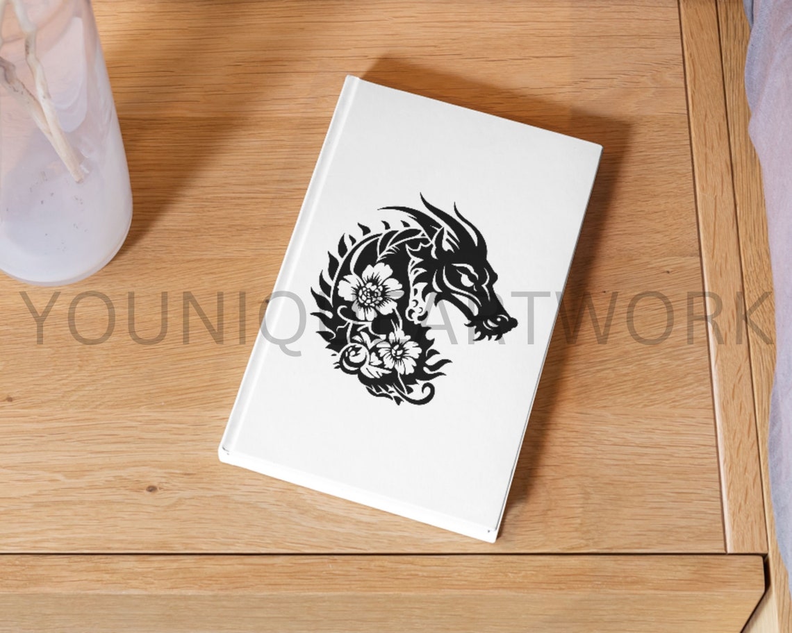 Floral Dragon SVG Bundle, PNG, Dragon Flower Clipart, Hand Drawn Dragon ...