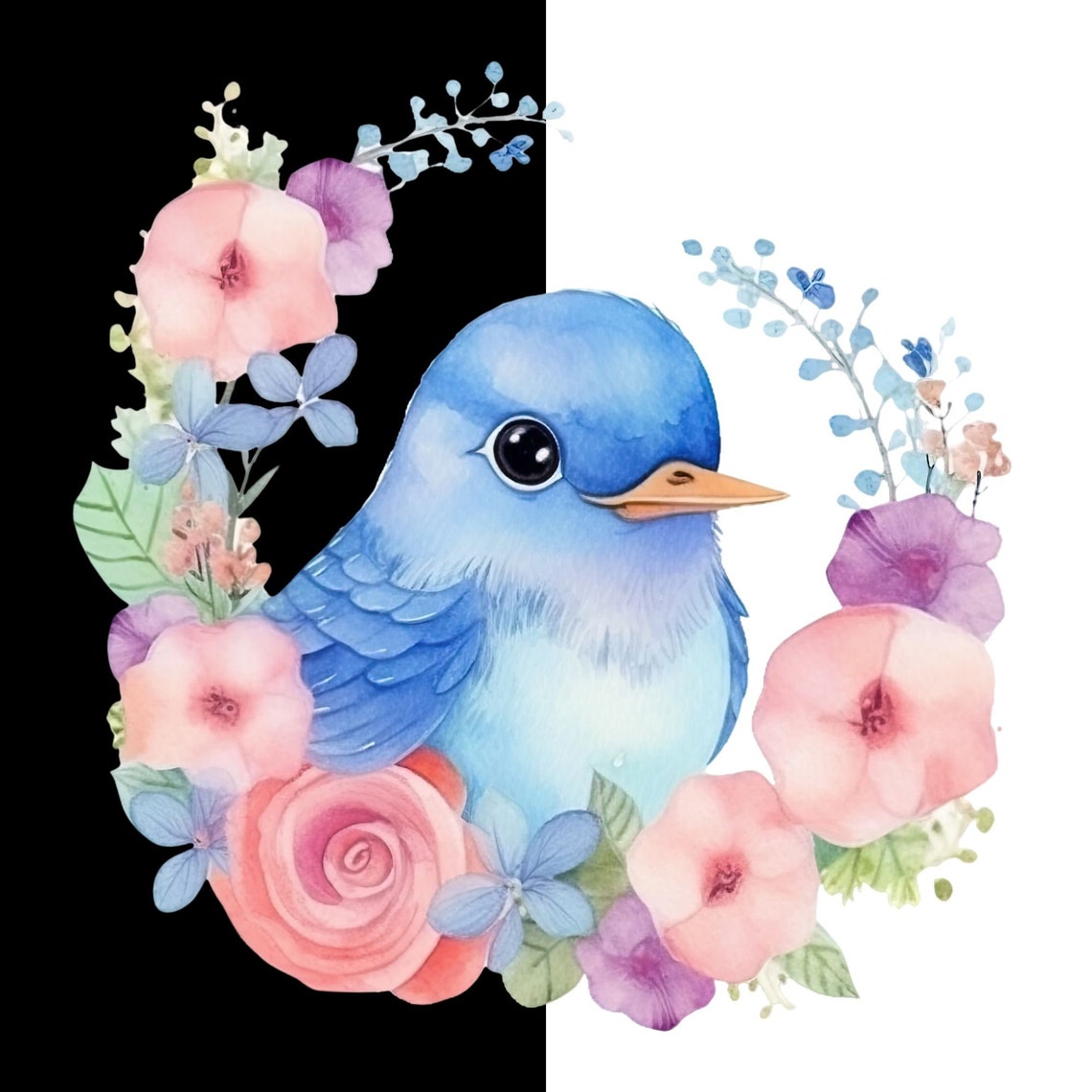 Blue Birds Clipart Watercolor Blue Bird PNG Files Cute Birds - Etsy