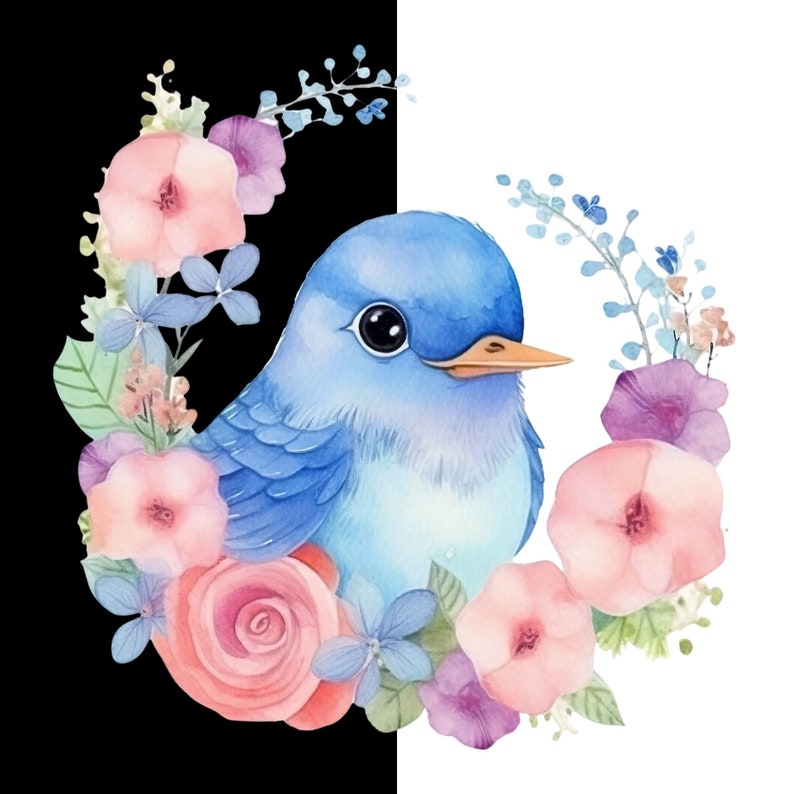 Blue Birds Clipart Watercolor Blue Bird PNG Files Cute Birds - Etsy