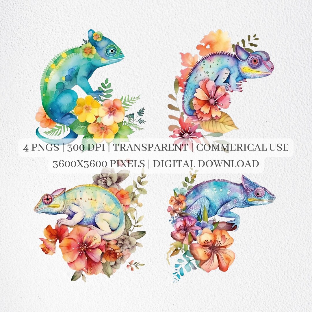 Chameleon Watercolor Clipart, Chameleon PNG, Chameleon Clip Art ...