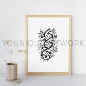 Dna SVG Bundle, PNG, Floral Dna Clipart, Hand Drawn Flower Dna Vector ...