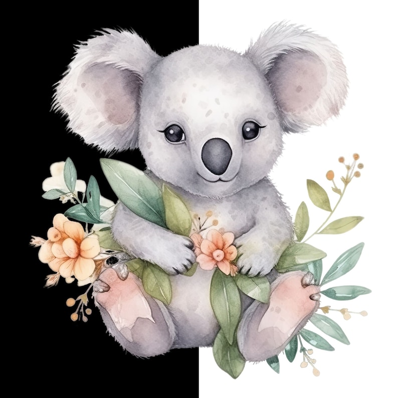 Koala Clipart, Cute Koala PNG Files for Sublimation, Koala Bear Clip ...