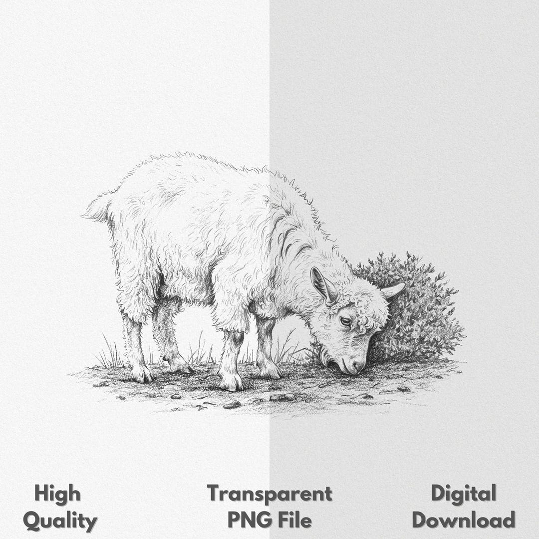 Angora Goat PNG Sketch Sublimation File for Crafting and DIY Projects ...