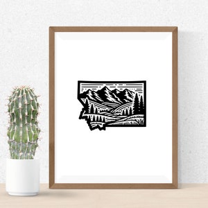 Montana State SVG Bundle, Montana Clipart, Hand Drawn Montana Landscape ...