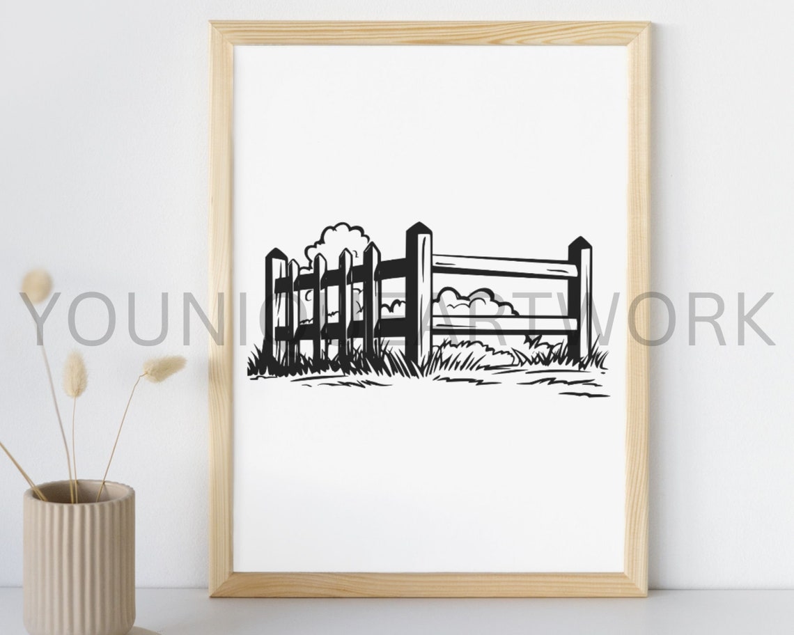 Fence Svg Bundle PNG Floral Fence Clipart Hand Drawn Farm - Etsy