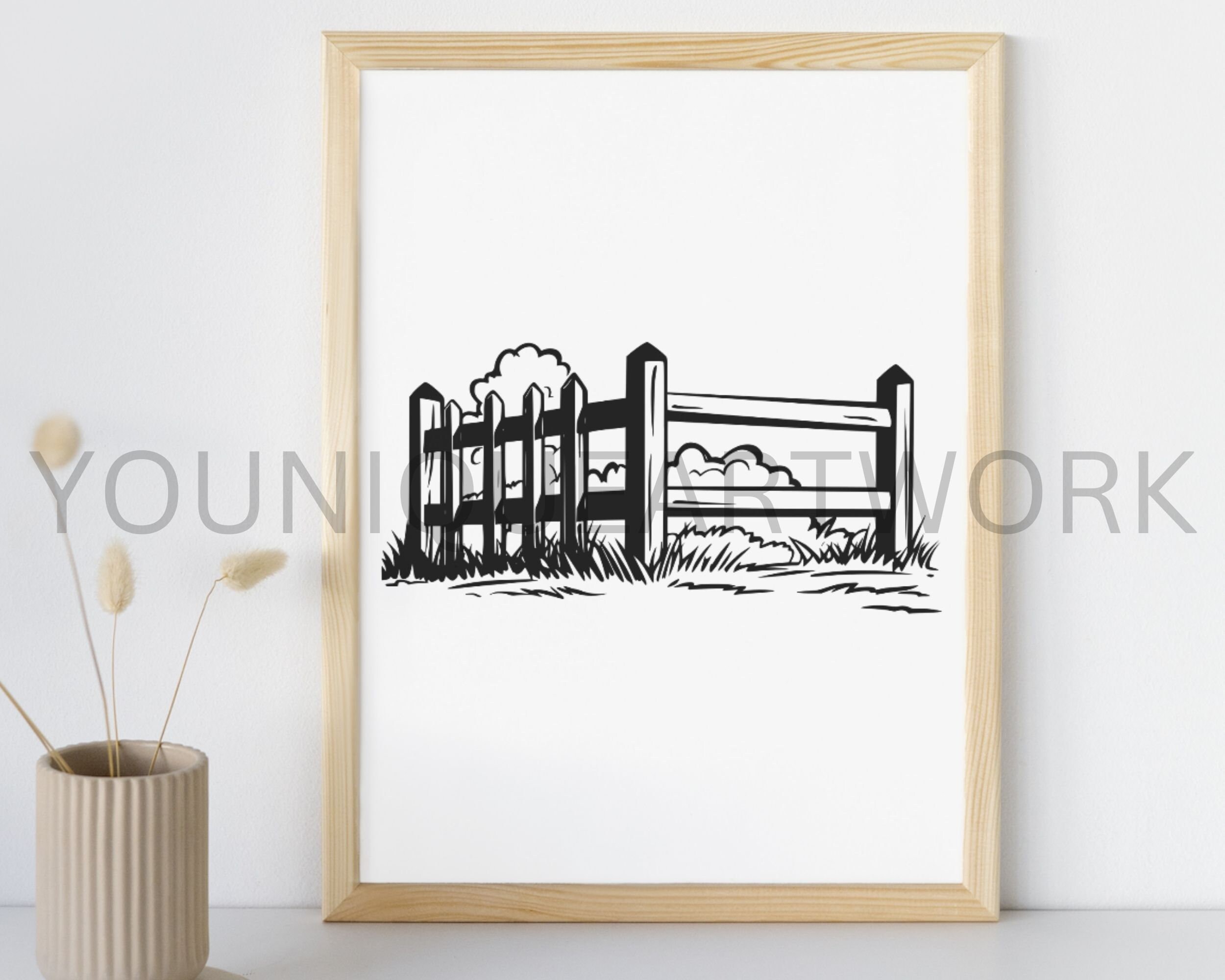 Fence Svg Bundle PNG Floral Fence Clipart Hand Drawn Farm - Etsy