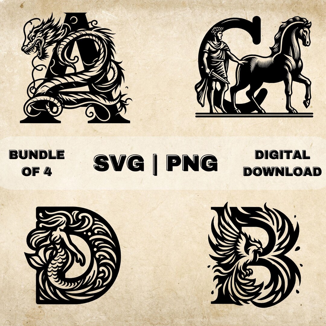 Creative Alphabet SVG Bundle, PNG, Letters Clipart, Hand Drawn Letter ...