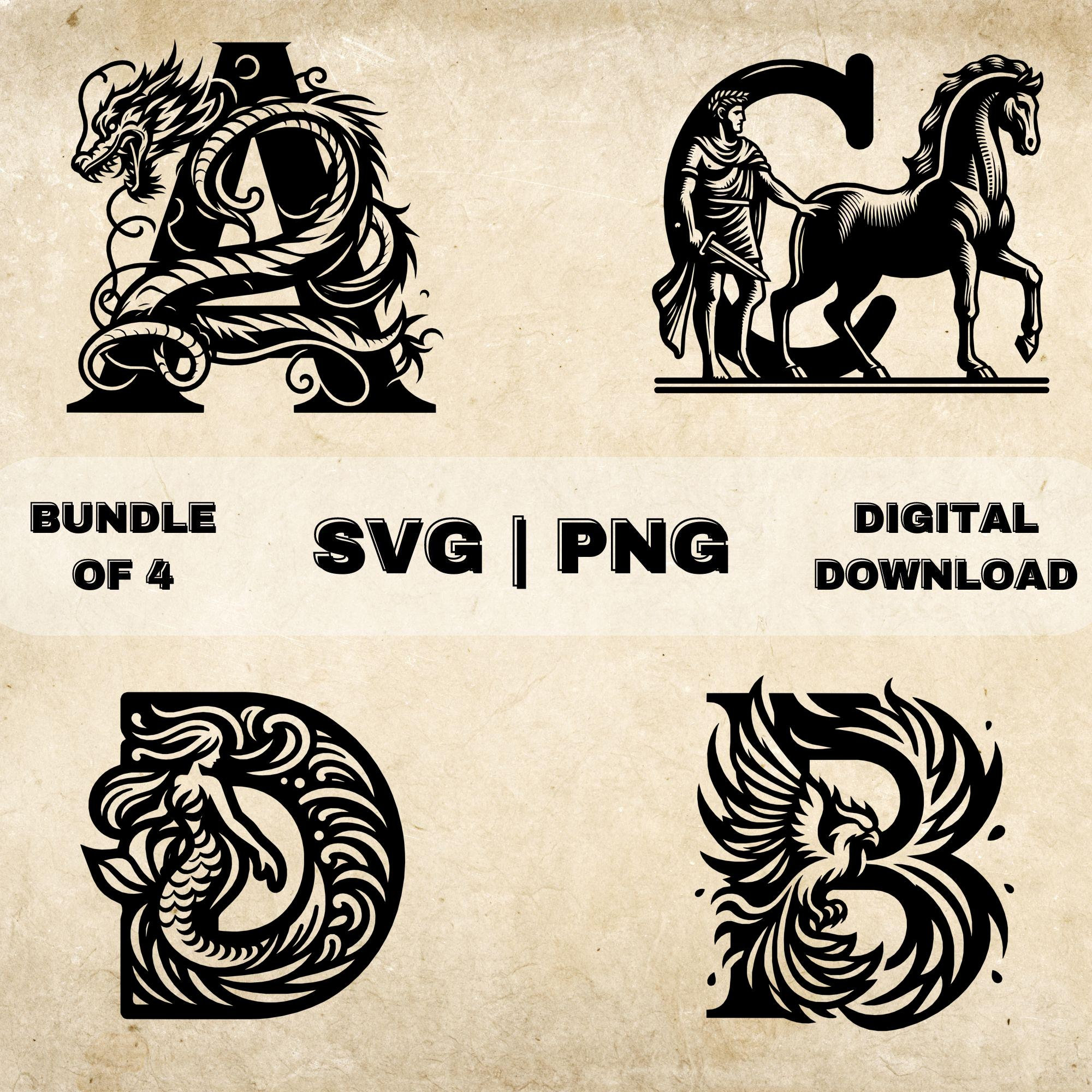 Creative Alphabet SVG Bundle, PNG, Letters Clipart, Hand Drawn Letter ...